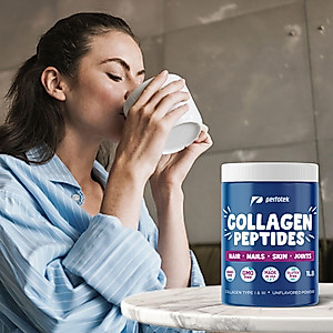 Collagen Powder for Women Men Types I & III Unflavored Easy to Mix Hydrolyzed Protein Peptides (1Lb) Non-GMO Grass-Fed Gluten-Free Kosher Pareve Healthy Hair Skin Joints and Nails