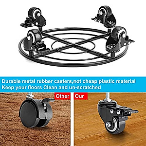 Culberta 12" Metal Plant Caddy, 12 inch Heavy Duty Round Flower Pot Rack with Brake Round, for Indoor Outdoor Potted Plant Stand Dolly with Wheels, Black Rolling Tray (1Pcs)