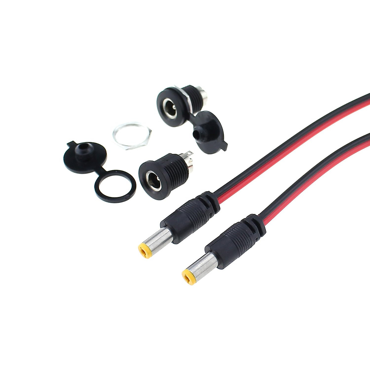 MTQY 5PCS 5.5x2.1mm DC Power Socket 50V 10A 2.1mm x 5.5mm Panel Mount Connector Adapter with Prewelded Wire and Waterproof Plug for Telephone Video Communication Audio