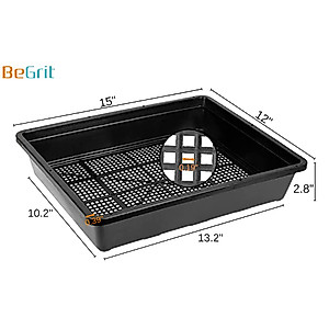 BeGrit Seed Starter Trays 5-Pack 15x12 inch Mesh Bottom Tray Plastic Plant Trays Garden Seedling Starter Kit for Plants,Microgreens,Soil Blocks,Wheatgrass,Hydroponic and Fodder Systems