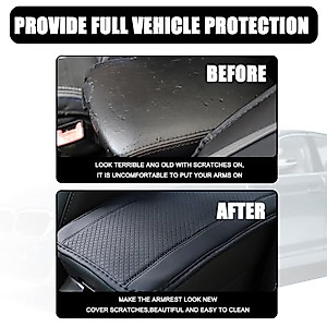 UGSHY Pack-1 Universal Car Armrest Box Mat, Fiber Leather Embossing, Waterproof Armrest Cover Center Console Mat, Fit for Most Car, SUVs, Truck (Black)