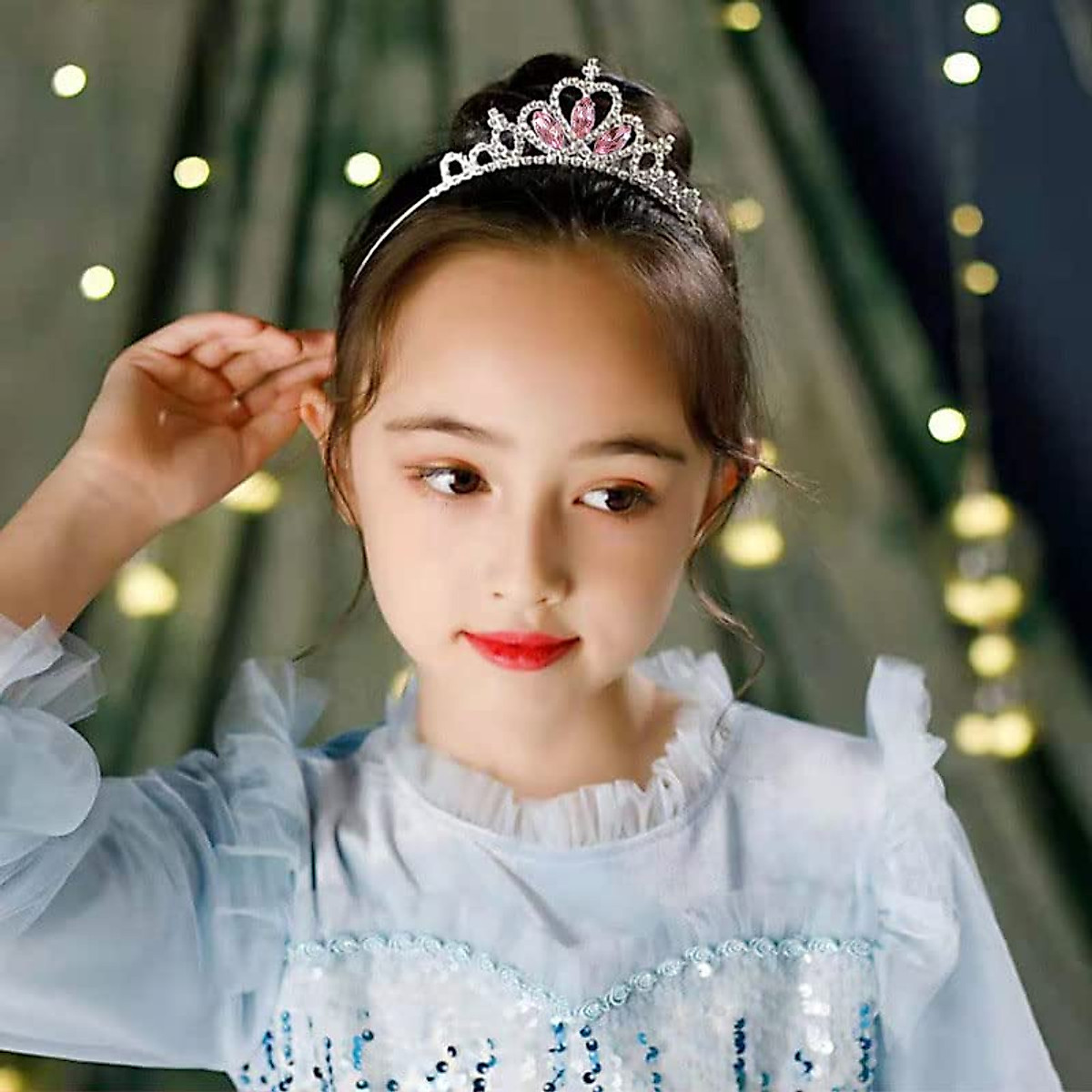 Brishow Rhinestone Girls Tiara and Crown Silver Crystal Princess Crowns Birthday Party Headband Tiaras (Pink)