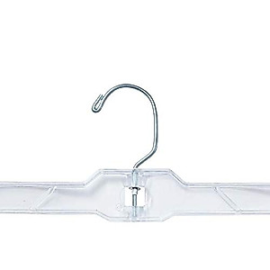 NAHANCO 600RC Plastic Skirt/Pant Hanger with Short Metal Swivel Hook and Pinch Clips, Heavy Weight, 14", Clear (Pack of 100)