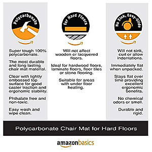 Amazon Basics Polycarbonate Office Chair ‎Rectangular Mat for Hard Floors, 35 x 47-Inch, Clear