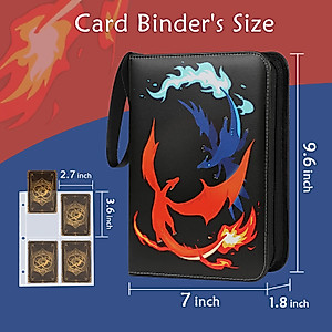 4 Pocket Card Binder for Cards, 400 Pockets Trading Card Binder With Removable Card Sleeves, 3-Rings Zippered Style Card Collection Binder for Game Cards and Sports Cards