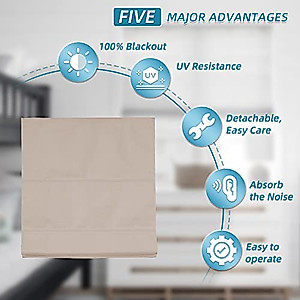 Matinss Cordless Roman Shades,23" x 64"Beige,Premium Blackout Roman Shades, Detachable,Energy Efficient, Heat Resistance Polyester Material, for Bedroom, Living Room