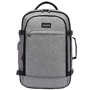 Asenlin 40L Travel Backpack for Women Men，17 Inch Laptop Backpack Flight Approved Luggage Carry On Water Resistant Computer Backpack for Weekender Overnight Large Daypack Grey