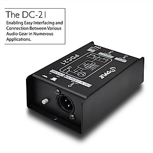 Pyle Premium Direct Injection Audio Box - 2.36" x 4.09" Passive DI Unit Hum Eliminator w/ Input Attenuator to Connect Guitar & Bass, 1/4'' Impedance Transformer Connector to Balanced & Unbalanced XLR
