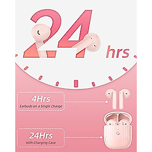 GIEC Wireless Earbuds Bluetooth Earbuds Noise Cancelling Earbuds Wireless Earphones Built in Mic Handset 24H Playtime Wireless Earbuds IP55 Waterproof Earbuds for Sport Women Girls Gifts Ideas,Pink