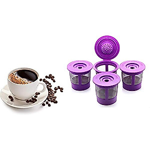 Reusable K Cups for Keurig K-Mini, K Mini Plus, K-Express and K Iced with Adapter by PureHQ - Keurig Mini Plus Refillable Kcups for Mini Keurig (3 Refillable Coffee Pods + Adapter)