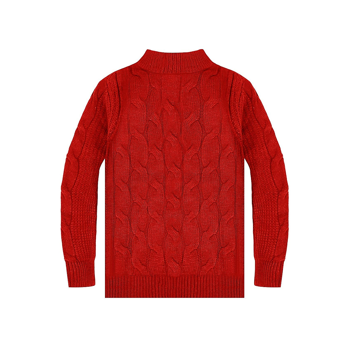 Ciaorbis Boys 1/4 Zip Pullover Sweater Long Sleeve Cable Knitted Sweater Winter Outfit for Baby Boys Girls Red