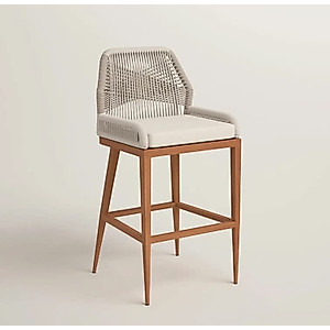 US Furnishing Indoor and Outdoor Waterproof Hand-Crafted Stool, Counter Height Stool Bar High Home Back Dining Chair Comfortable Simple Beautiful (Counter 25), Beige. Brown (7889-cc)