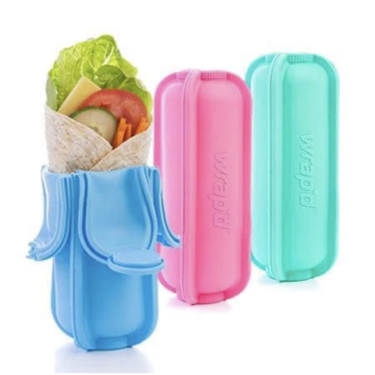 Purple Wrap'd Reusable Silicone Lunch Burrito Flatbread Wrap Holder Container Alternative to Beeswax Wraps Cling Wrap
