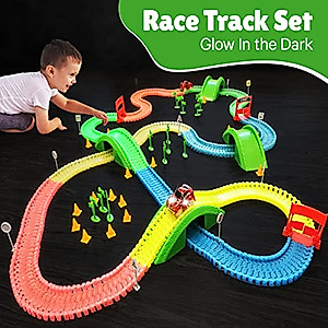 Ontel Magic Tracks Mega Xtreme with 2 Race Car and 18 ft of Flexible, Bendable Glow in the Dark Racetrack, As Seen on TV