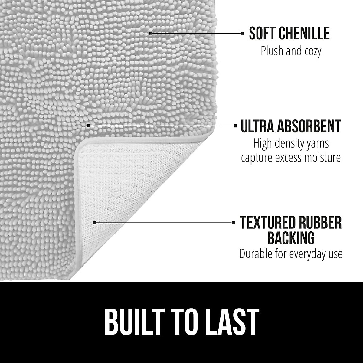 Gorilla Grip Bath Rug and Area Rug Set, Bath Rug Size 24 x 17 in, Shaggy Machine Washable Mats, Area Rug Set Size 22 x 19 x 15 in and 30x20, Absorbent Washable Mats, Both in Gray, 2 Item Bundle