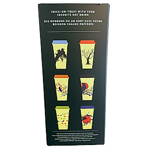 Starbucks Fall 2022 Reusable Plastic Hot Cups with Lids Glow in the Dark Halloween 6 cups 16 oz each