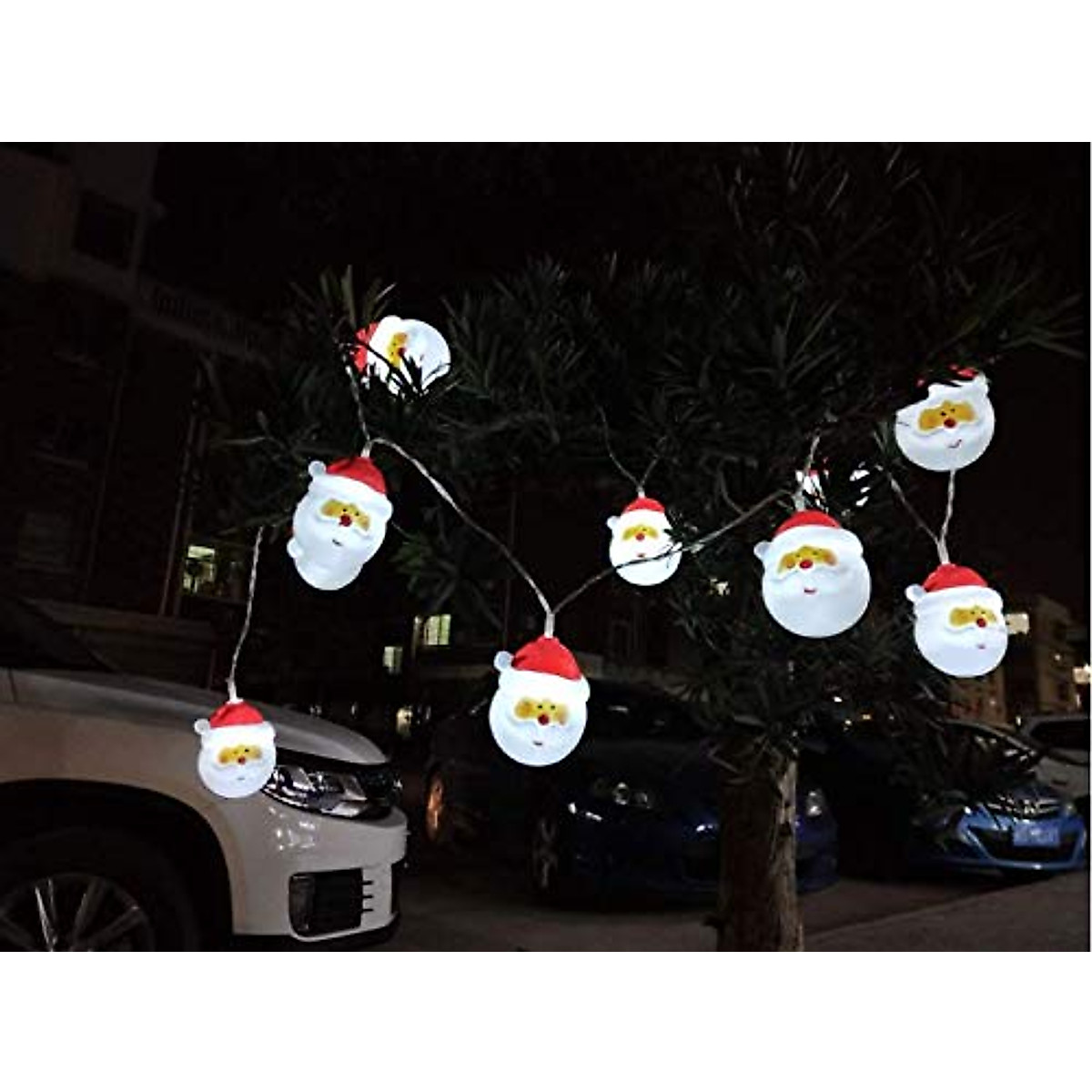 Santa Claus Shape String Lights, Indoor & Outdoor Christmas Tree Patio Gardens Home Party Decoration (1.5M, White)