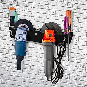 SOUJOY Angle Grinder Holders, 4 Bay Angle Grinder Stand, 2 Pack Polisher Power Tool Racks, Garage Wall Mount Bracket for Angle Grinders, Cutters, Screwdriver