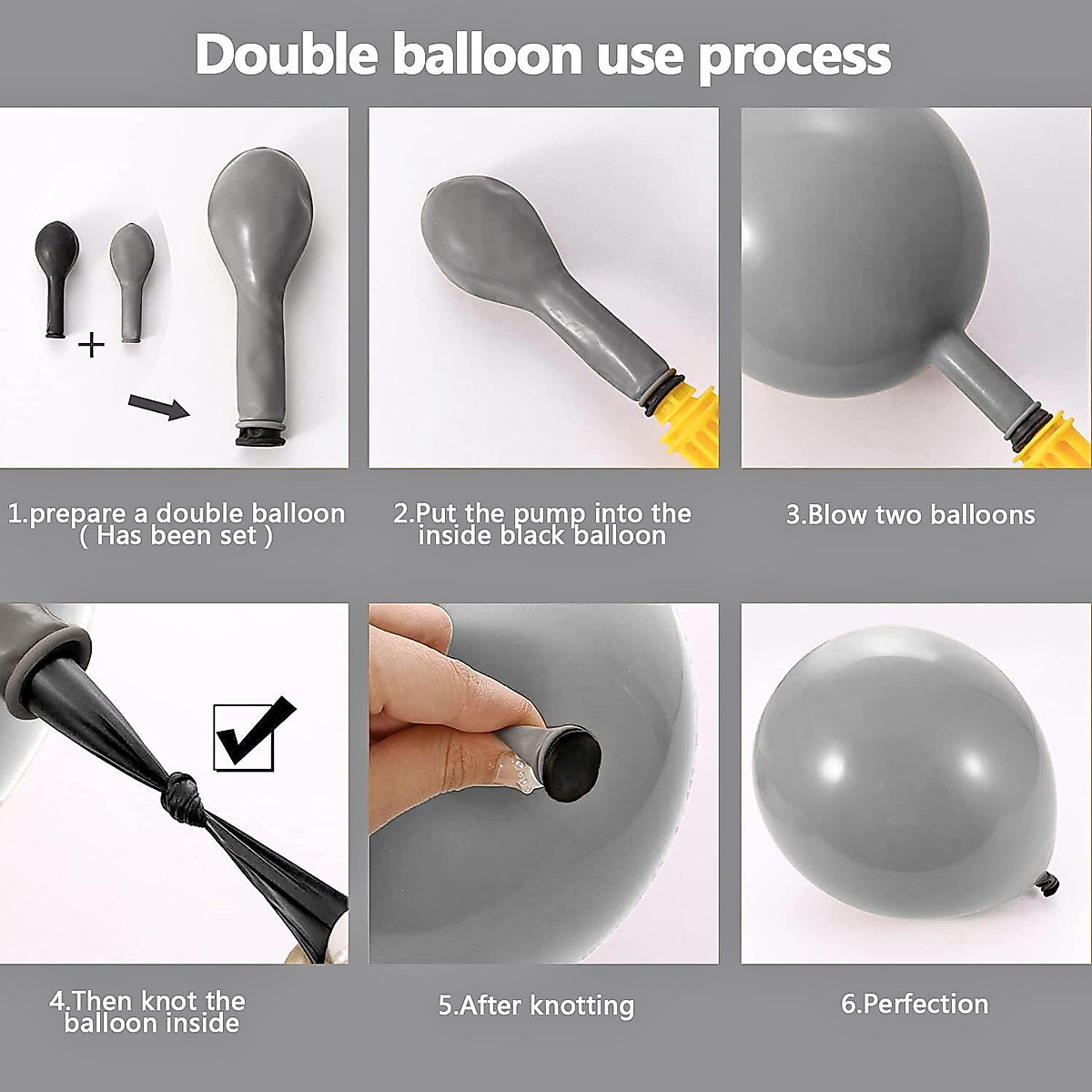 Grey White Balloon Garland - Double Stuffed Sand White Pearl Silver Balloons Neutral Gray Beige White Balloon Arch Kit for Bridal Wedding Baby Shower Birthday Christmas Party Decoration