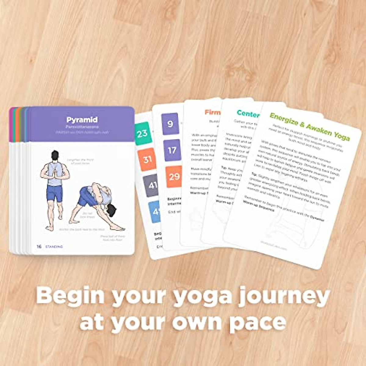 WorkoutLabs Yoga Cards – Beginner: Visual Study, Class Sequencing & Practice Guide with Essential Poses, Breathing Exercises & Meditation · Plastic Flash Cards Deck with Sanskrit