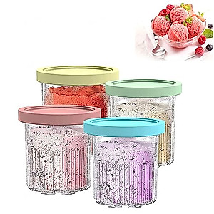 DISXENT Creami Pints and Lids - 4 Pack, for Creami Ninja Ice Cream Deluxe,24 OZ Ice Cream Pint Bpa-Free,Dishwasher Safe Compatible with NC500,NC501 Series Ice Cream Makers