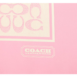 Coach Womens Vintage Signature Printed Silk Square Scarf, Soft Pink