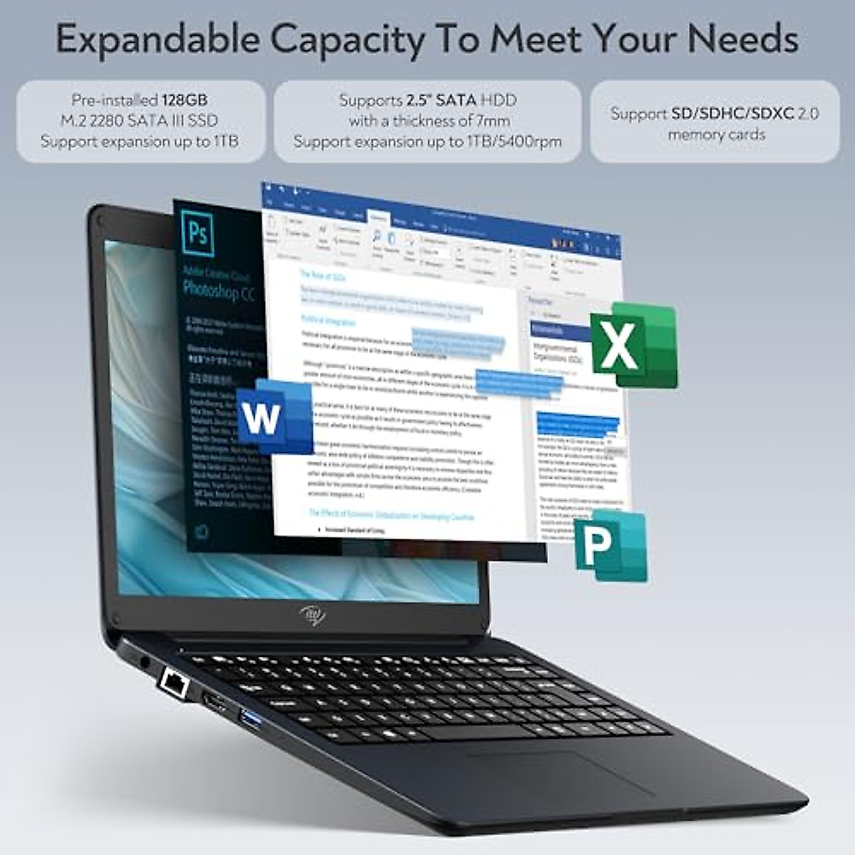 14'' Laptop Computer, Quad-Core Intel Celeron N4120 Processors, 8GB RAM, 128GB SSD, Intel UHD Graphics 600 Windows 11 Laptops Computers, Ultra Slim, Long Battery Life, 2.4G/5G WiFi, BT 4.2, HDMI
