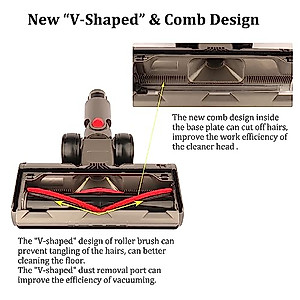 WEILE Vacuum Direct Drive Cleaner Head Replacement Brush Part Compatible with Dyson V7 V8 V10 V11 V15 Cleaner, V Shape Turbine Floor Attachment for Hard Floors, Parquet and Low Carpets
