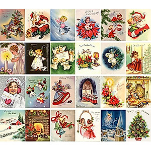 Pixiluv Postcard Pack 24pcs Vintage Christmas Greeting Cards Santa Reprint