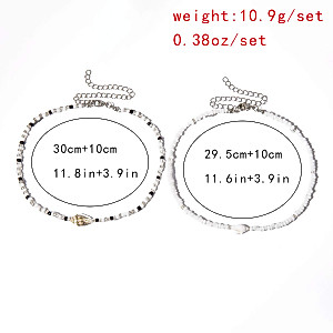 DOUBNINE White Black Beaded Ocean Shell Choker Set Seed Necklace Women Dainty Fashion