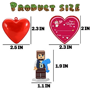 WODMAZ Valentines Day Gifts for Kids, 24 Pack Valentines Day Cards with Building Blocks PreFilled Hearts Box for for Boys Girls School Classroom Gift Exchange, Valentines Party Favors