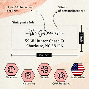 Personalized Return Address Labels Simple - Set of 240 Elegant Custom Mailing Labels for Envelopes, Self Adhesive Flat Sheet Rectangle Personalized Name Stickers (Clear)