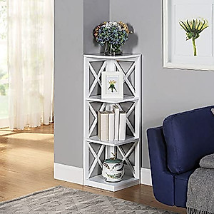 Convenience Concepts Oxford 3 Tier Corner Bookcase, White
