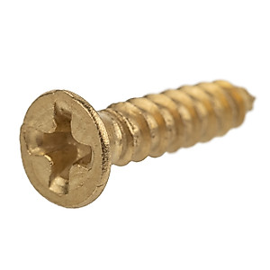 #4 x 1/2" Brass Flat Head Phillips Wood Screws - Pack of 25 - Self Tapping Screws for Wood - FH412-SB