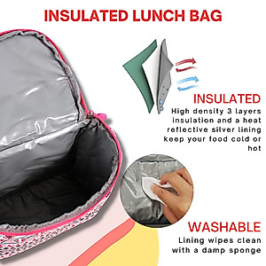 J World New York Setbeamer Rolling Backpack & Lunch Bag Set for boy,girl,shcool and travel (SKANDI PINK)