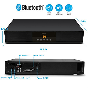 Ematic ESB214 Speaker Base with Built-in Subwoofer and Bluetooth (Black)