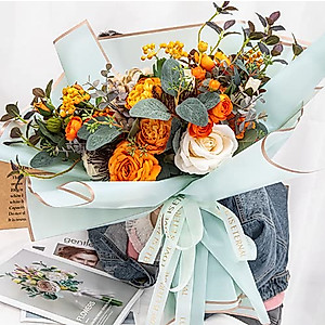 Rikyo 20pcs/10 Color Gold Edge Flower Gift Wrapping Paper,Waterproof No Fade Translucent Flower Shop Paper,DIY Wrapping For Valentine's Day Wedding Flower Bouquet Clothing Shirt Shoes 22.8x 22.8