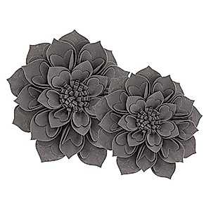 Fennco Styles Handmade 3D Heart-Shaped Petals Flower Decorative Throw Pillow Cover 13" Round - Slate Floral Pillow Case for Couch, Home Décor and Holiday, Housewarming Gift