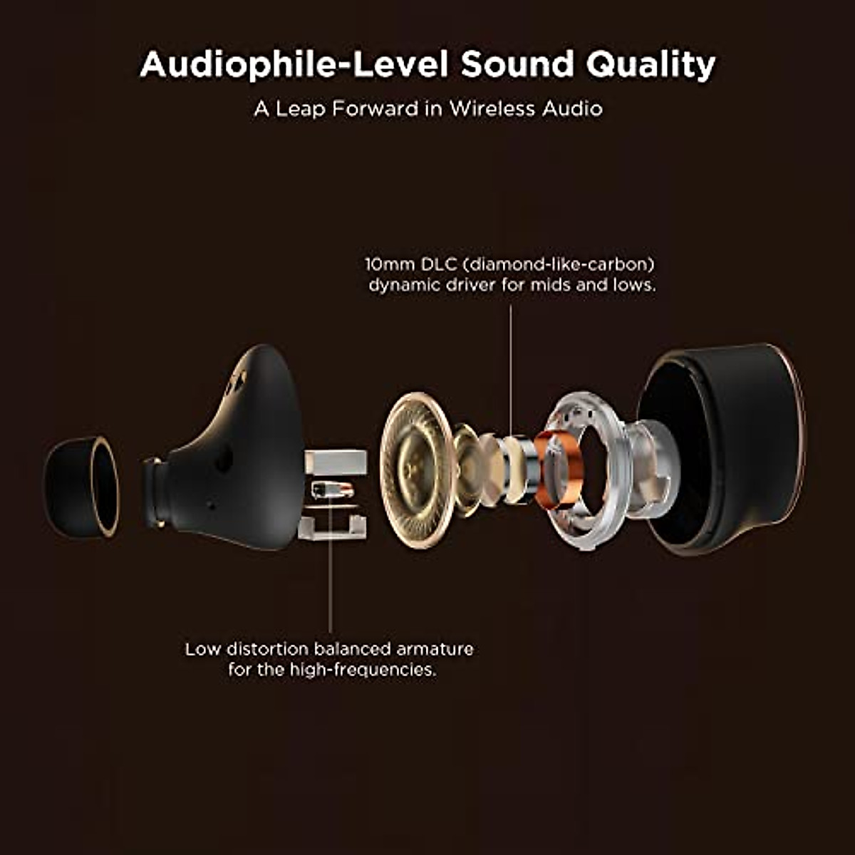 1MORE EVO Noise Cancelling Earbuds, Audiophile Headphones with Dual Drivers, Adaptive ANC, Bluetooth Headphones, HiFi Sound, LDAC, Hi-Res Audio, 6 Mics, 28H Playtime, Wireless Charging, Black