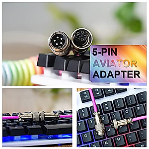 Twozoh USB C Keyboard Coiled Cable, Braided Detachable Aviator Double Sleeve Type C Mechanical Keyboard Cable (White)