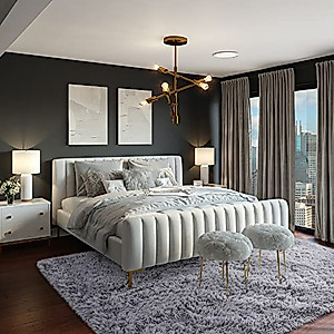 Ompaa Ultra Soft Shaggy Rugs Fluffy Bedroom Carpet, 4x6 Feet Grey Area Rug, Modern Upgrade Anti-Skid Rug for Kids Girls Living Room, Dorm Aesthetics Decor