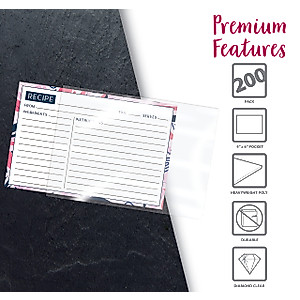 Better Kitchen Products Crystal Clear Recipe Card Covers, 4 x 6 Inch, 200 Pack