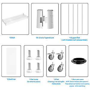 White 3 Tier NSF Metal Shelf Wire Shelving Unit, 18"D x 48"L x 54"H - 3000lbs Heavy Duty Adjustable Wire Rack with 5in Wheels and Shelf Liners for Garage Kitchen Office Garage Utility Storage Rack