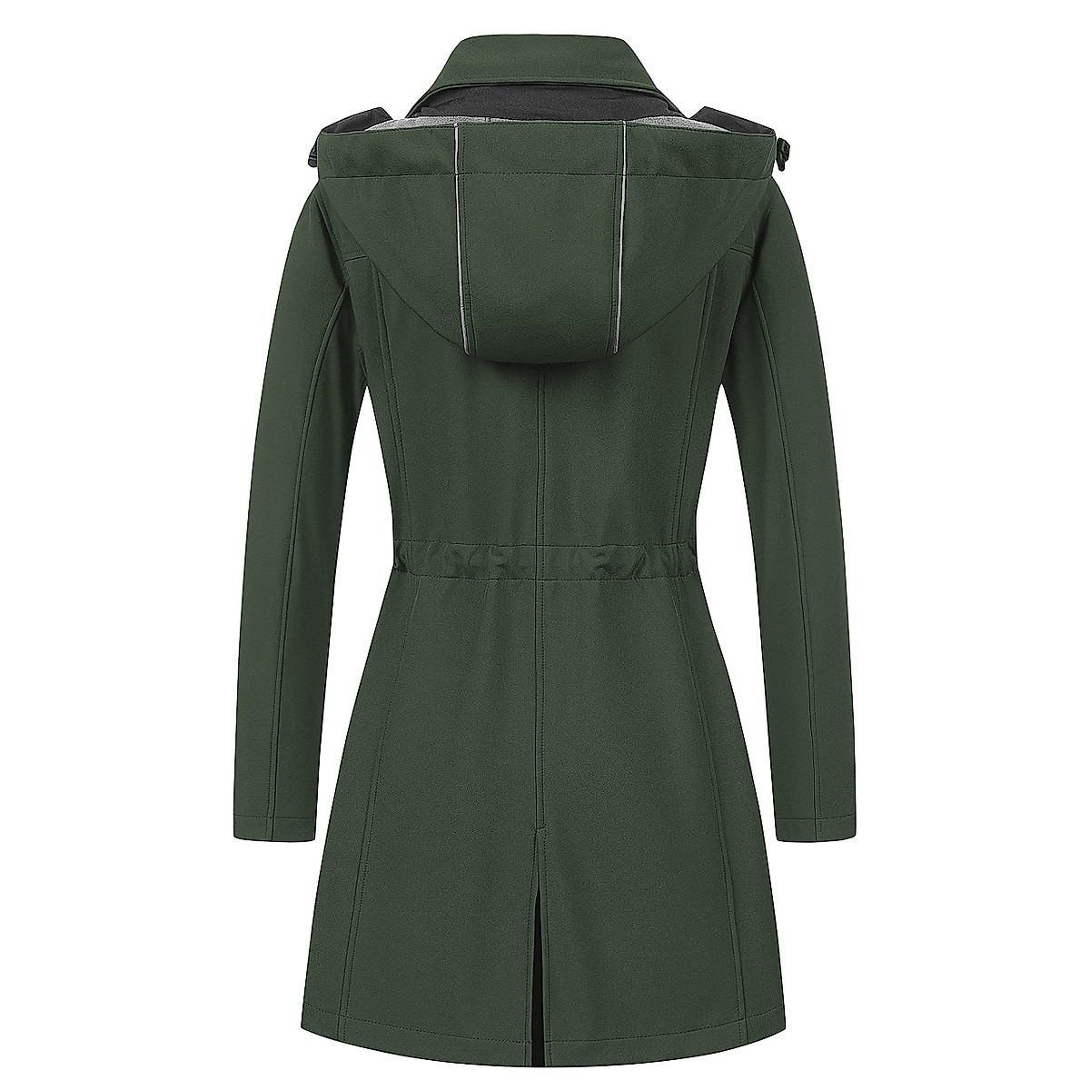 CREATMO US Ladies Soft Shell Jacket Outdoor Mountain Long Fleece Insulated Athletic Jacket Raincoat Green S