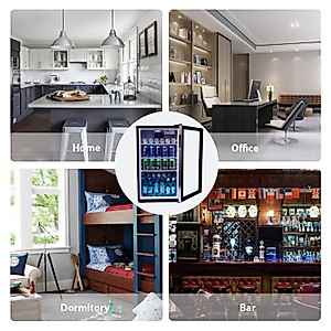 COOLLIFE Mini Fridge Cooler with Glass, 100 Can Beverage Refrigerator with Reversible Door for Beer Soda or Wine-3.2cu ft Small Drink Center Dispenser Perfect for Office/Basements/Home Bar