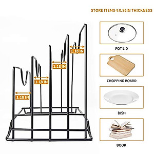 HSSPANFN Cutting Board Holder Rack Pot Pan Lids Holder Kitchen Shelf Chopping Board Rack Kitchen Countertop Cabinet Office (black)