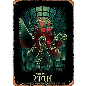 Ysirseu The Classic Arcade Video Game Poster Metal Tin Sign bioshock Bioshock Wall Art Decor Tin Sign-8x12inch