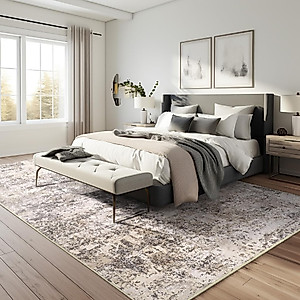 Cochyean 8x10 Area Rugs - Washable Rug for Living Room, Ultra-Thin Abstract Rug, Indoor Non-Slip Rug for Bedroom, Stain Resistant Large Area Rug, Super Soft Low Pile Rugs