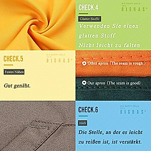 BIGHAS Adjustable Bib Apron with Pocket Extra Long Ties for Women Men, 18 Colors, Chef, Kitchen, Home, Restaurant, Cafe, Cooking, Baking (White)
