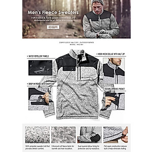 CQR Men's Thermal Fleece Half Zip Pullover, Winter Outdoor Warm Sweater, Lightweight Long Sleeve Sweatshirt, Half Zip Sweater Fleece Heather Grey, Large